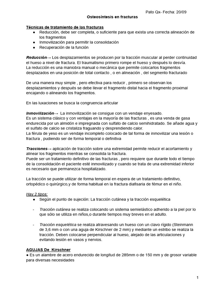 Osteosint. de Fx - Pato Qxpequeño resumen para practica de la materia ...