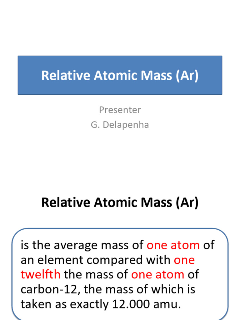 Lesson 2 Relative Atomic Mass (Ar) | PDF
