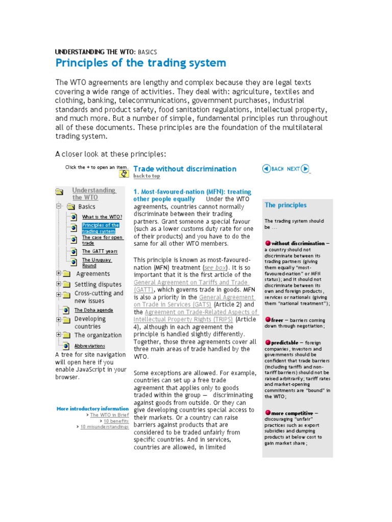 Understanding The Wto | PDF | Most Favoured Nation | World Trade ...