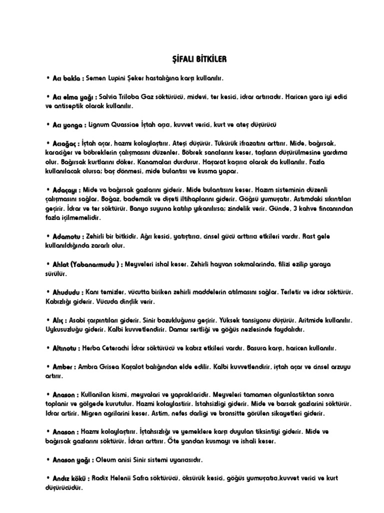 Sifali Bitkiler Kisa | PDF