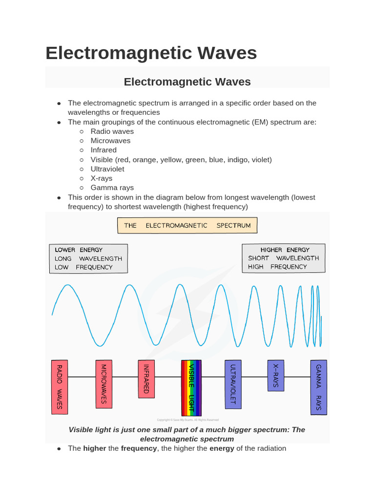 Electromagnetic Waves - IGCSE - Revision Notes | PDF