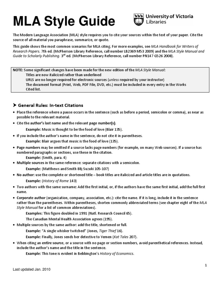 Guía MLA (Cómo Citar) | PDF
