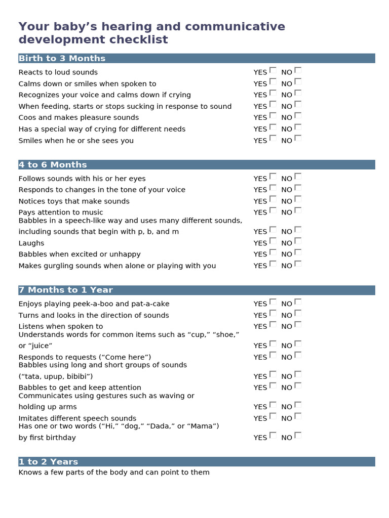 Your Baby Language Checklist | PDF | Word | Linguistics