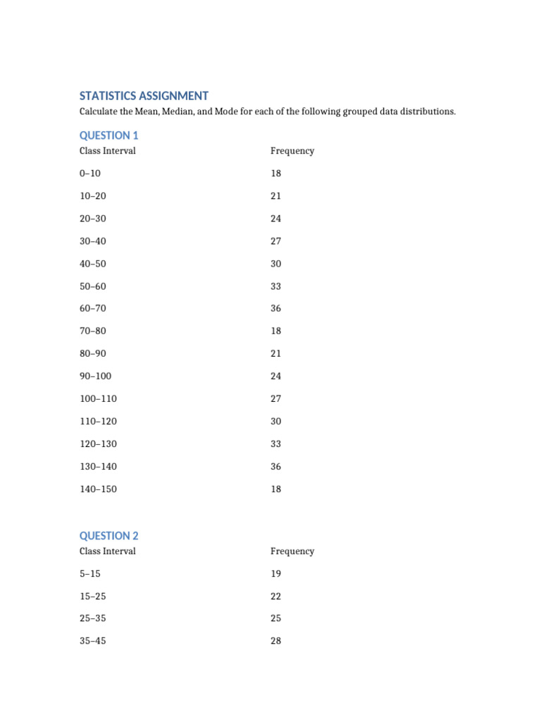 Grouped Data Mean Median Mode 15 Questions | PDF | Mode (Statistics ...