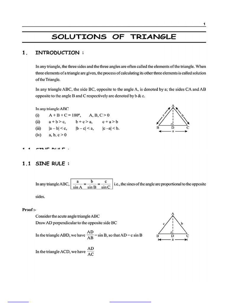 Practice Problems - Solutions of Triangle | PDF