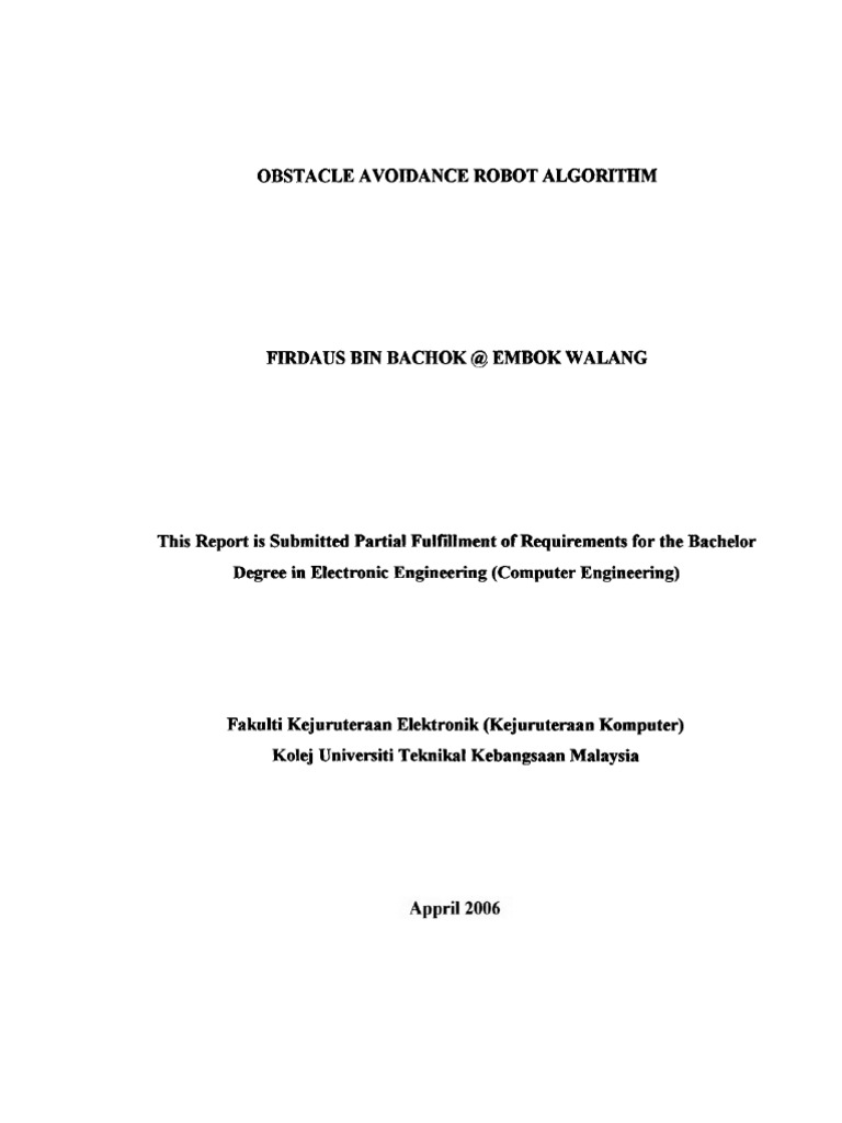 Obstacle Avoidance Robot Algorithm | PDF