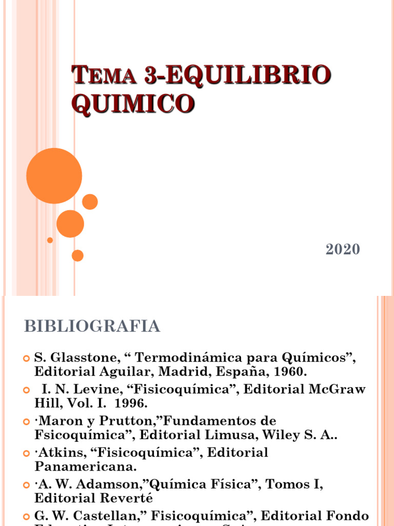 Tema 3 - Equilibrio Químico | PDF | Equilibrio químico | Energía libre ...