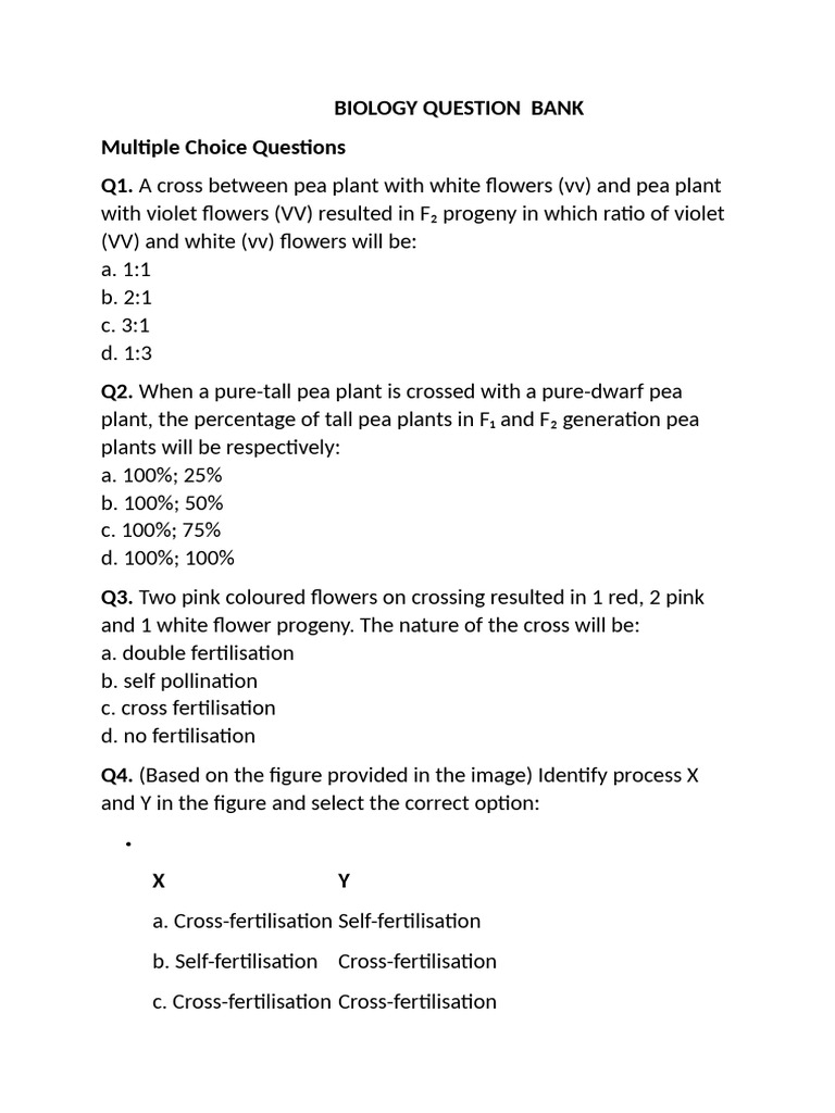 Biology Question Bank | PDF | Genotype | Sex