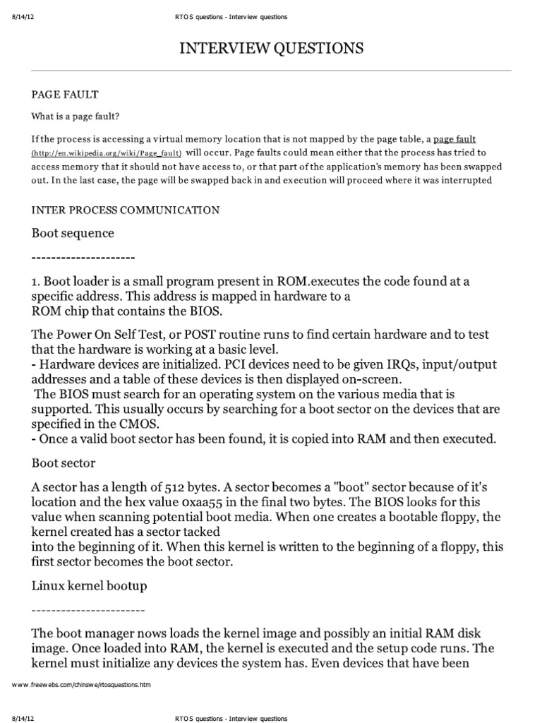 RTOS Questions - Interview Questions | PDF