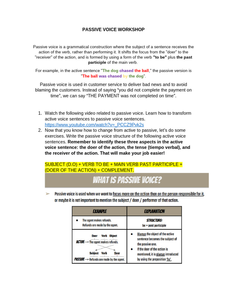 Passive Voice Workshop-2 | PDF | Verb | Linguistics
