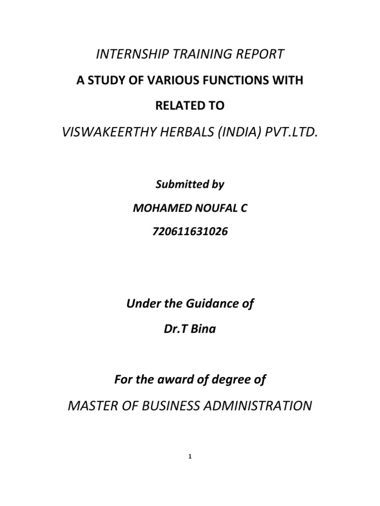 Internship Training Report | PDF | Debits And Credits | Ayurveda
