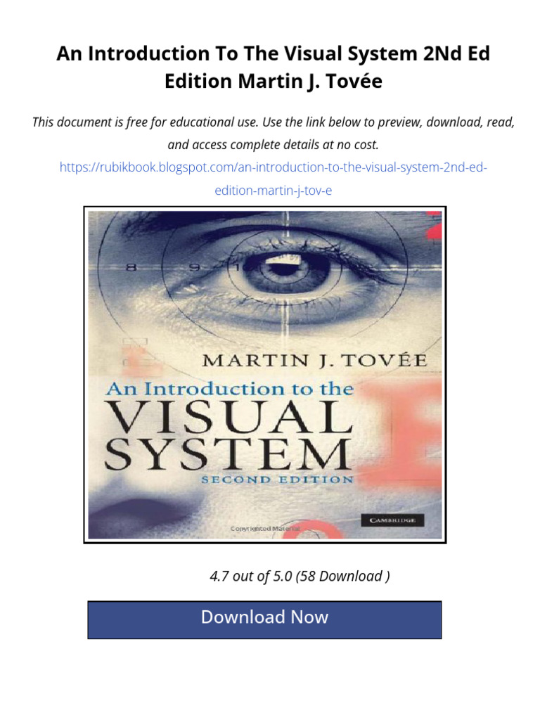 An Introduction To The Visual System 2Nd Ed Edition Martin J. Tovée ...