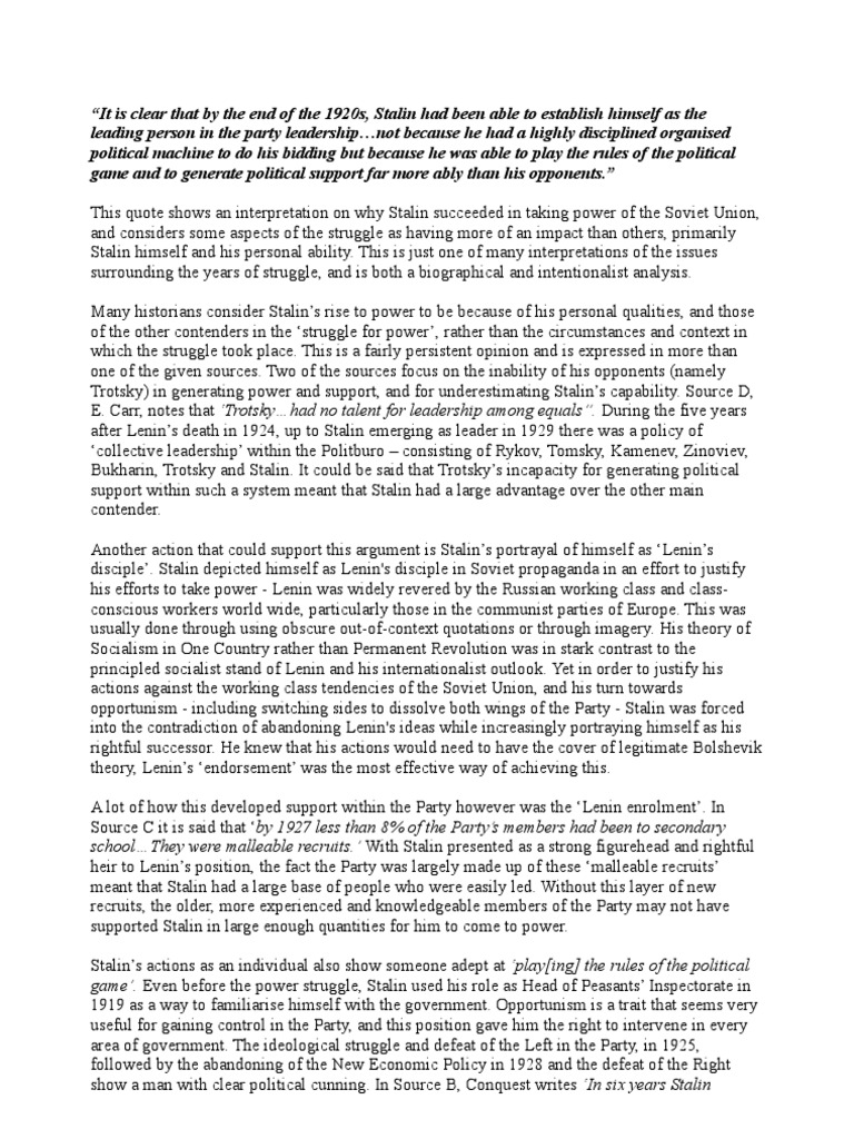 Stalin's Political Ascendancy Explained | PDF | Communist Party Of The ...