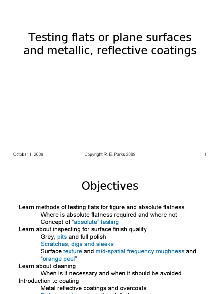 Testing Flatness | PDF | Interferometry | Mirror