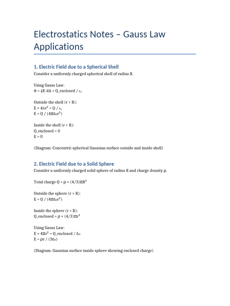 Electrostatics Notes | PDF