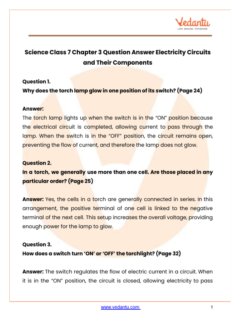 Class 7 Science Chapter 3 Electricity Circuits and Their Components ...