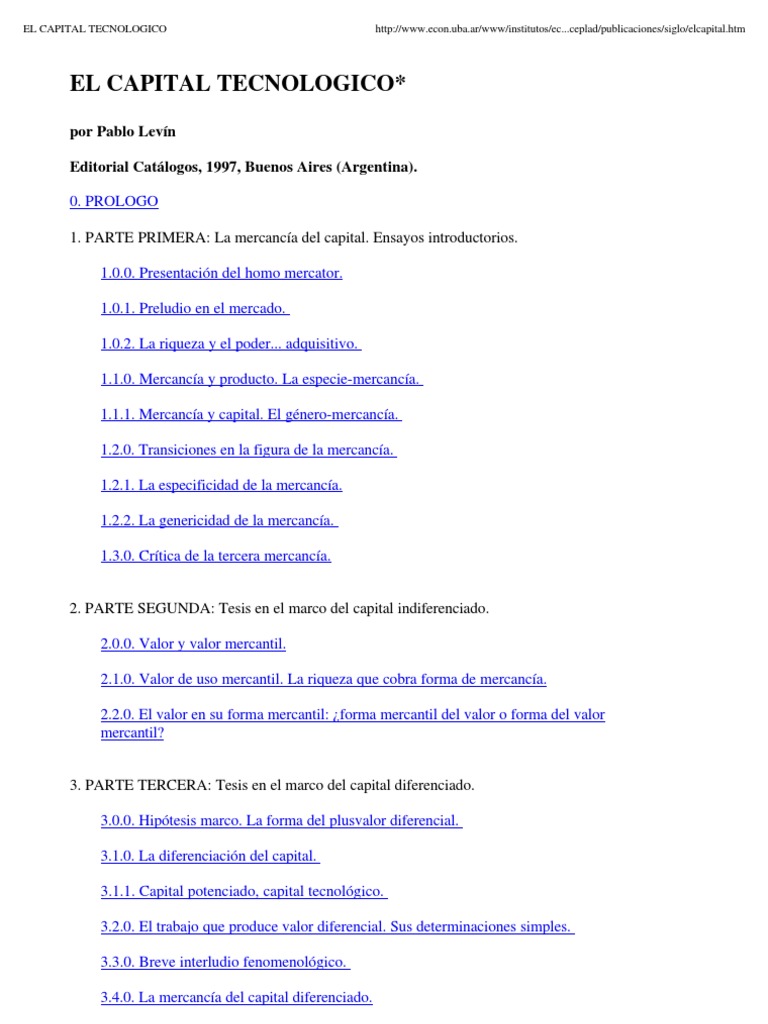 Pablo Levin El Capital Tecnologico | PDF | Capitalismo | Karl Marx