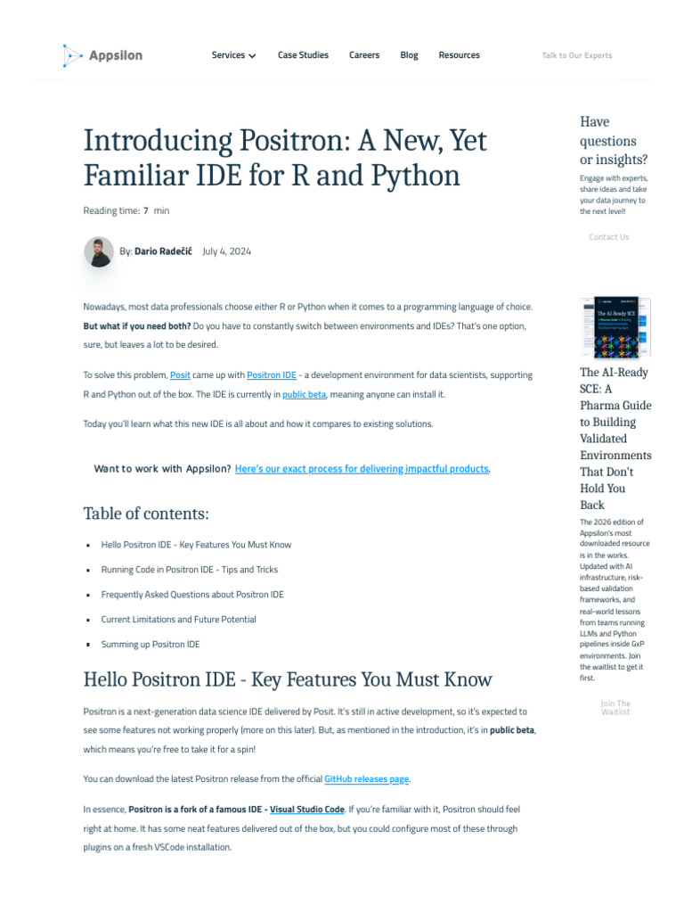 Introducing Positron_ a New, Yet Familiar IDE for R and Python | PDF ...
