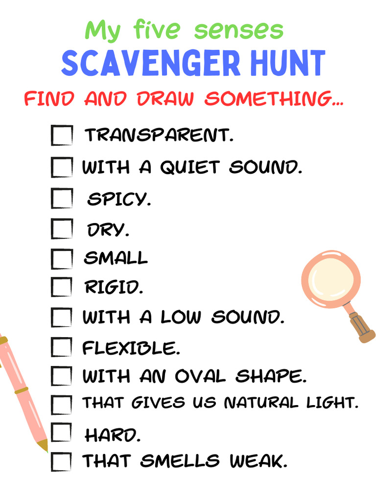 _my Five Senses Scavenger Hunt and Draw (1) | PDF