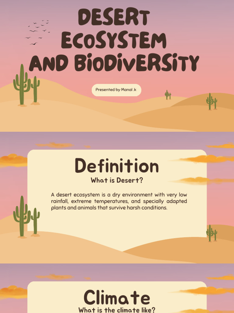 Brown and Pink Cute Illustration Desert Ecosystem Presentation | PDF