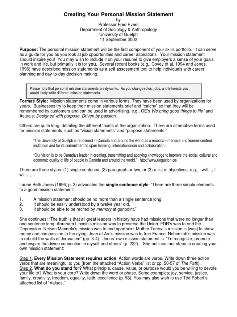 Creating Personal Mission Statements (1) .PDF | PDF | Spirituality ...