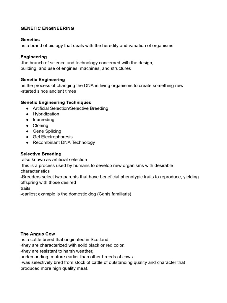 Genetic Engineering | PDF | Selective Breeding | Genetics