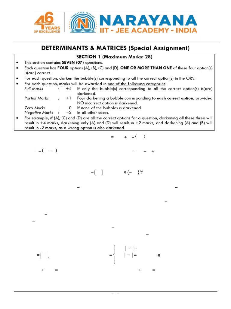 Determinants & Matrices_QP | PDF | Matrix (Mathematics) | Determinant