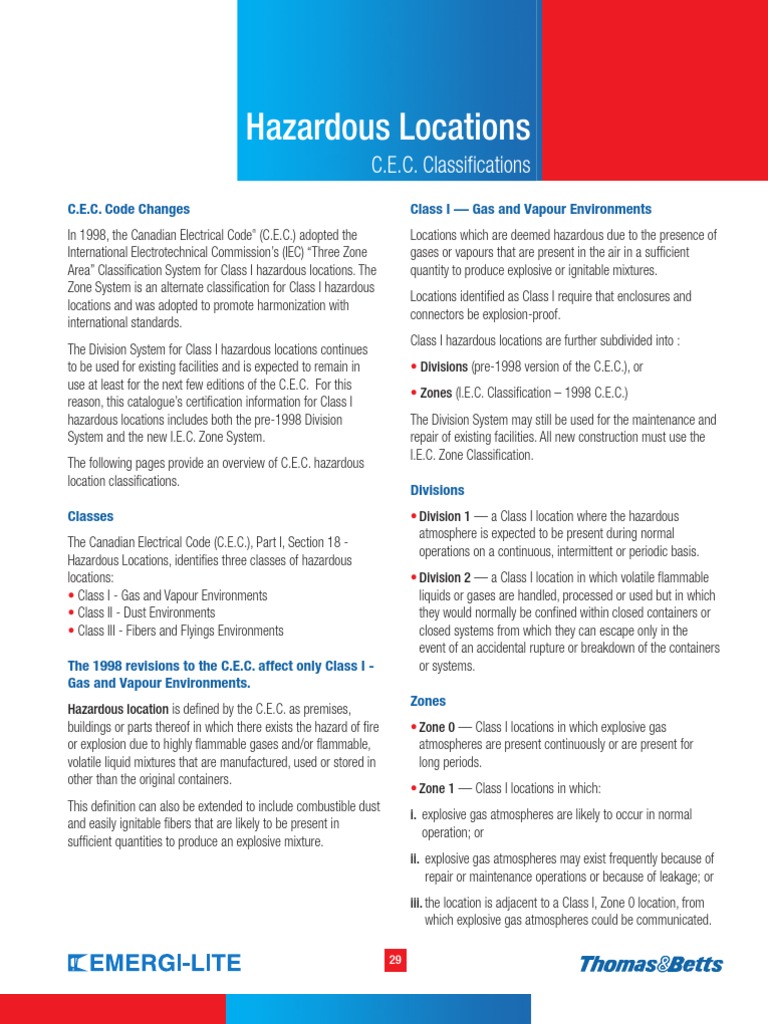 Hazardous Locations: C.E.C. Classifications | PDF | Chemical Substances ...