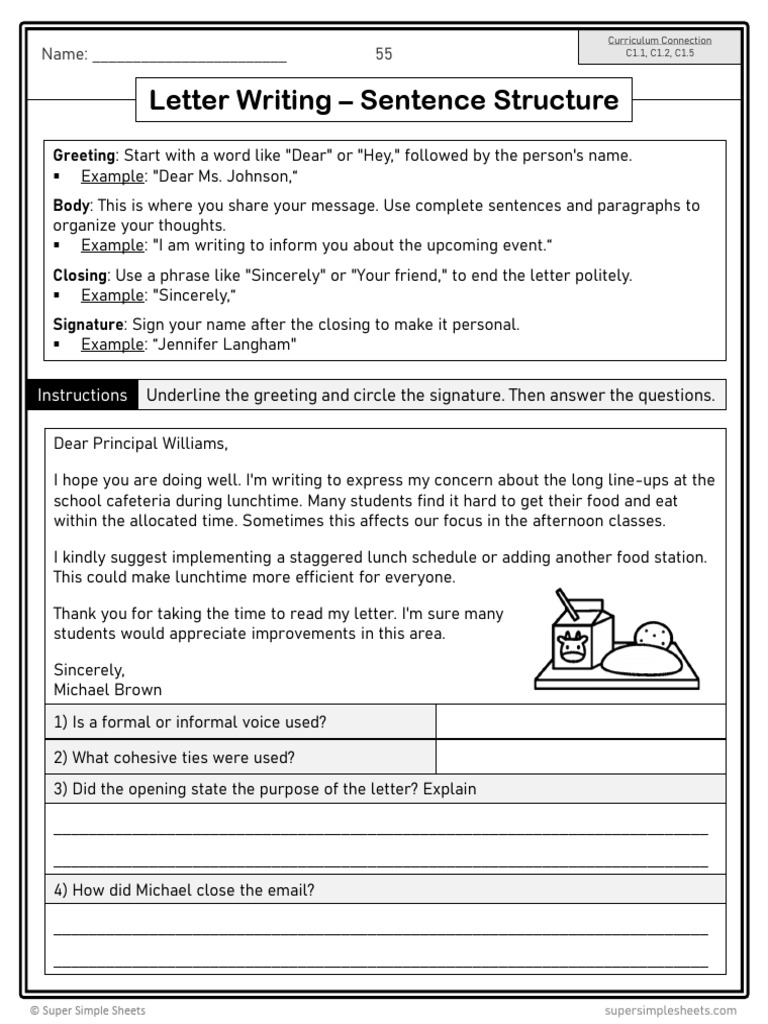Letter Writing Sentence Structure | PDF