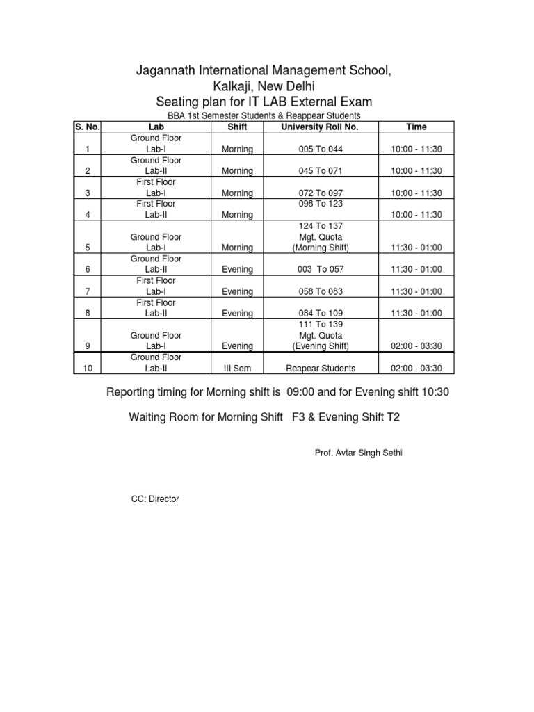 IT Lab Exam Seating Plan | PDF | Science & Mathematics | Technology ...