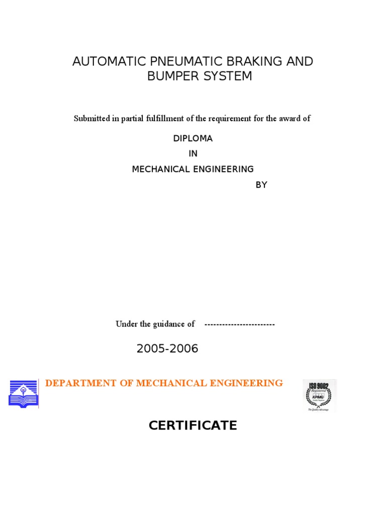 Automatic Pneumatic Bumper System | PDF | Brake | Piston