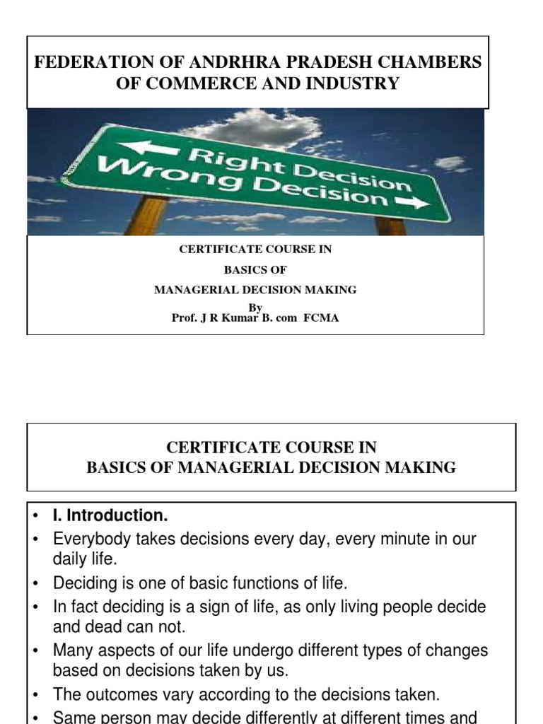 Basics of Managerial Decision Making | PDF | Decision Support System ...