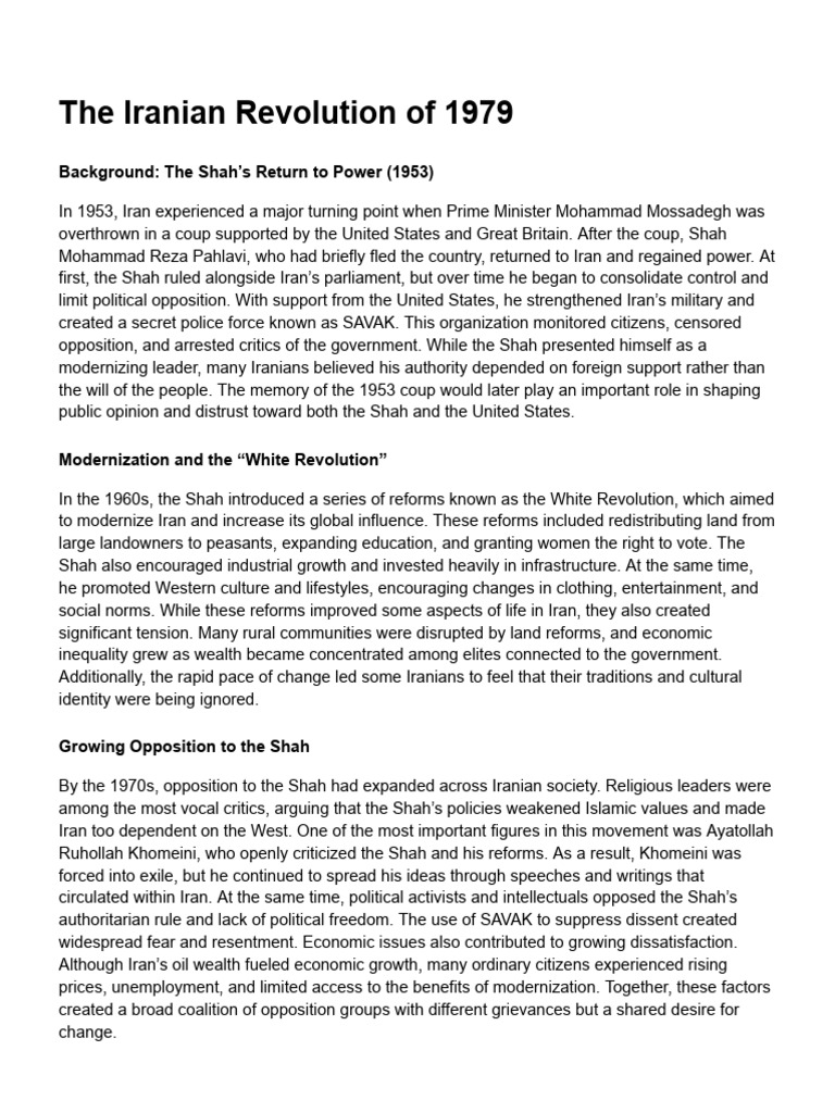 Iranian Revolution Reading | PDF | Mohammad Reza Pahlavi | Ruhollah ...