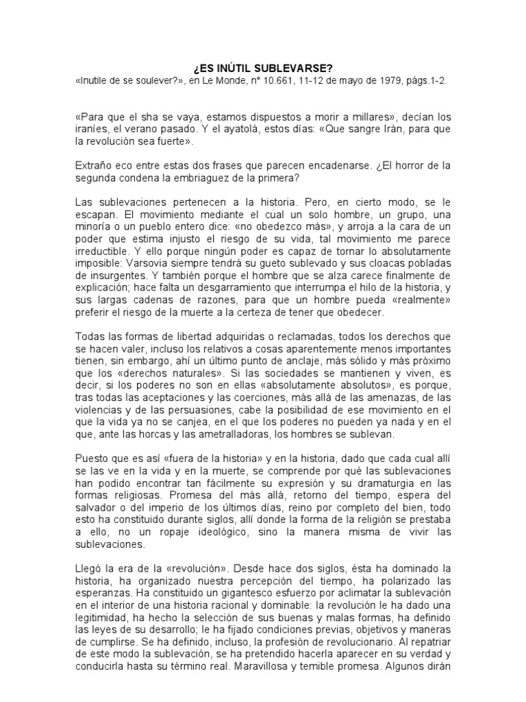 Es Inútil Sublevarse | PDF | Corrí | Verdad