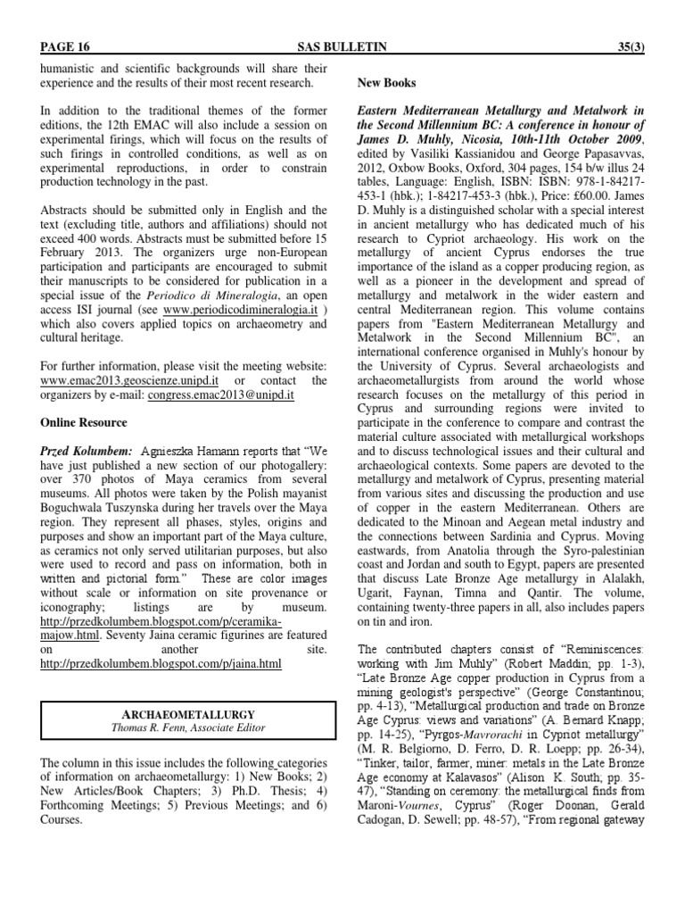 Archaeometallurgy | PDF | Metallurgy | Bronze Age