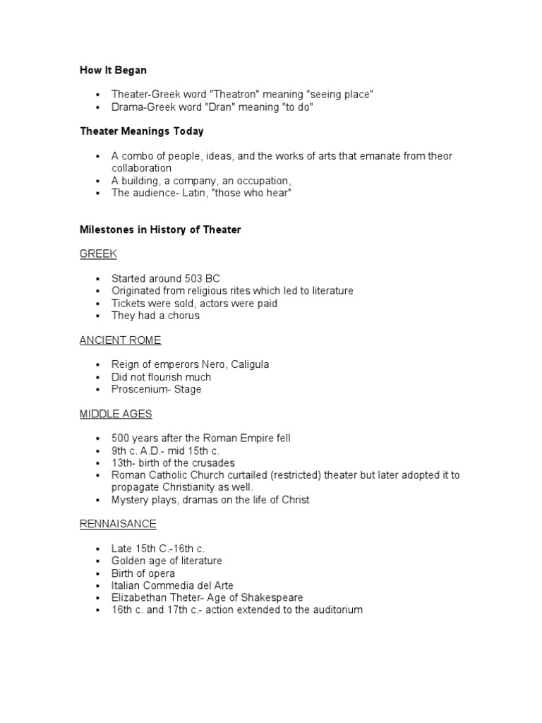 Overview of Theatre History | PDF | Classics