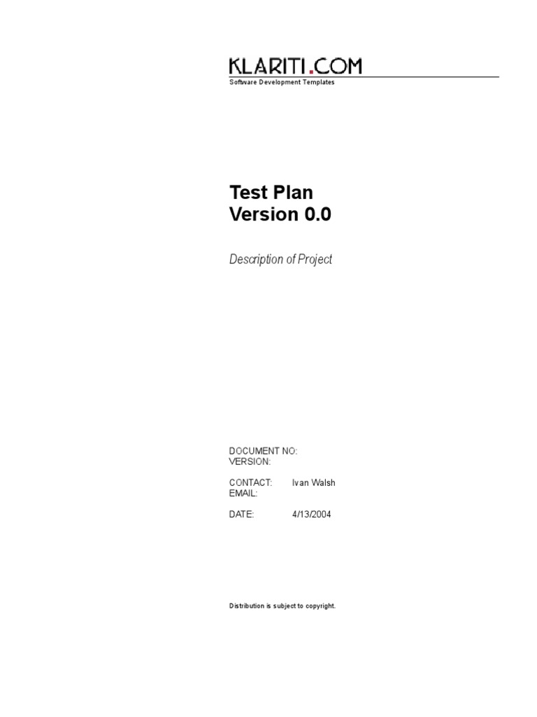 Software Test Plan Template | PDF | Software Testing | Software