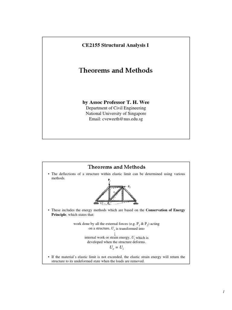 Structural Analysis - Theorems and Methods | PDF | Deformation (Mechanics) | Beam (Structure)