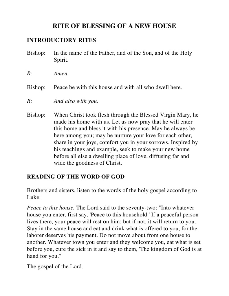 Rite of Blessing of a New House | Prayer | Baptism