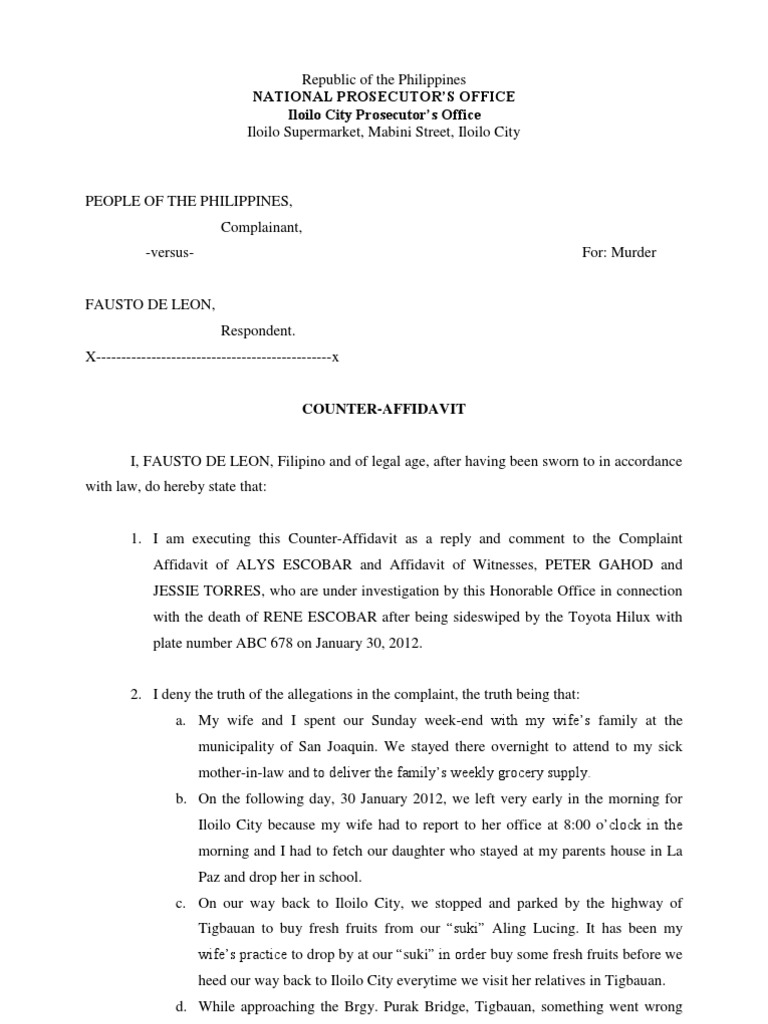 Counter Affidavit | Affidavit | Common Law