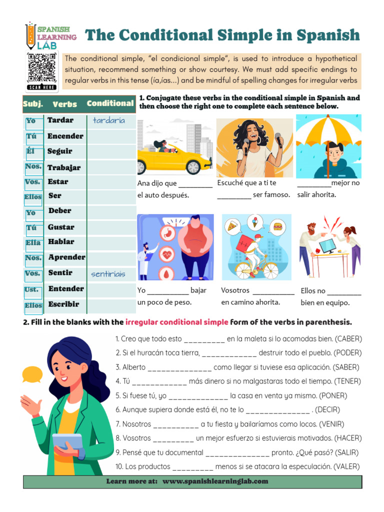 The Conditional Simple in Spanish PDF Worksheet | PDF