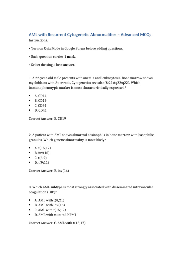 AML Advanced MCQ Google Form Template | PDF