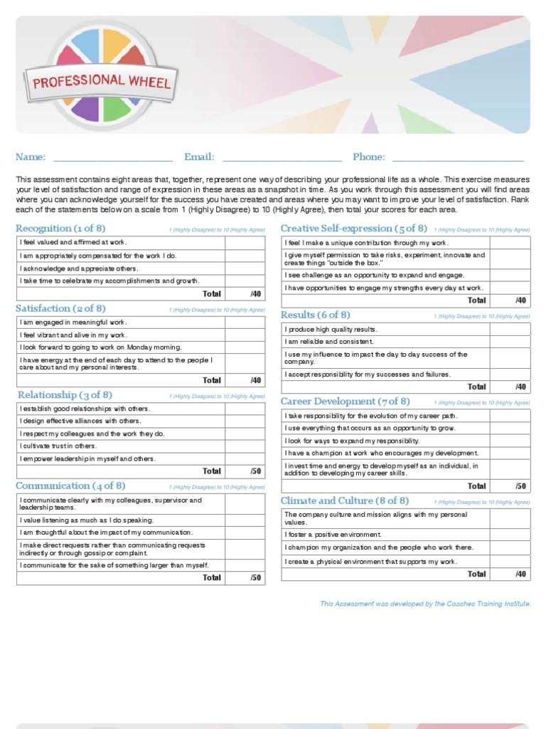 Professional Assessment Wheel | PDF | Career & Growth