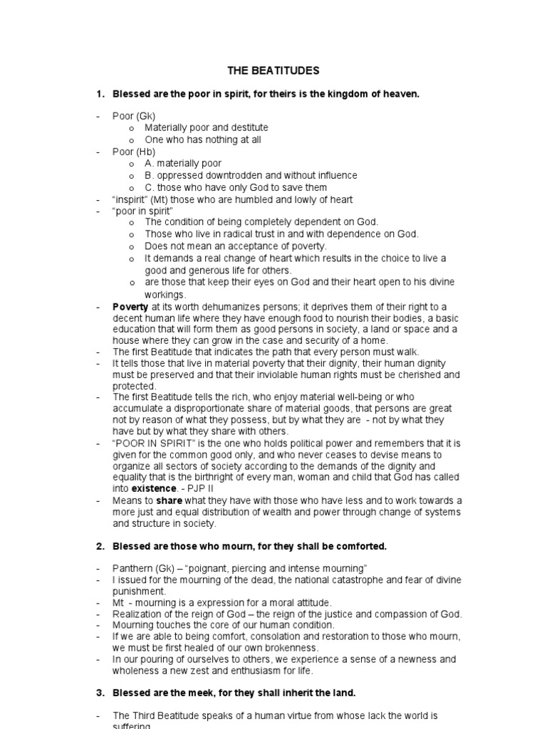 The Beatitudes | PDF | Mercy | Peace