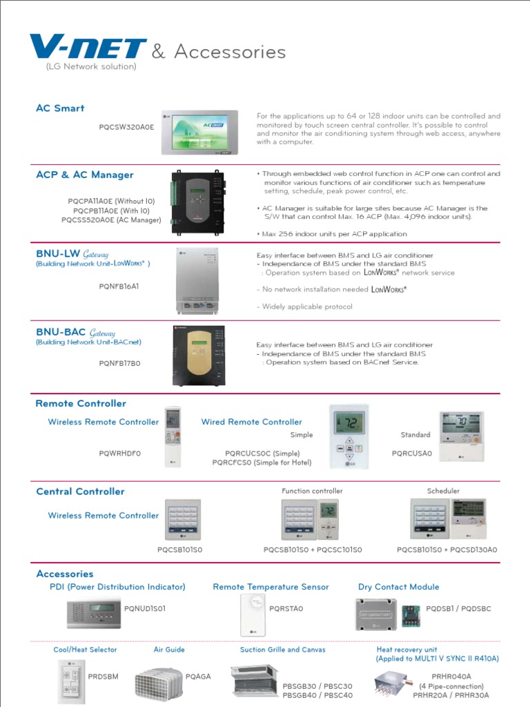 LG VNet and Accessories | PDF | Remote Control | Air Conditioning