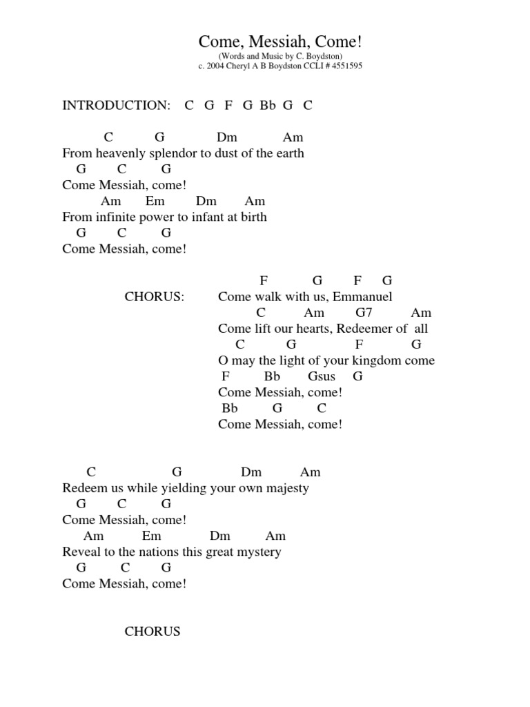 Come Messiah, Come! Lyrics and Chords | PDF