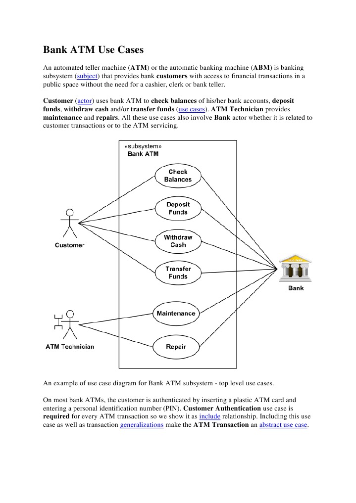 Bank ATM Use Cases | PDF | Automated Teller Machine | Use Case