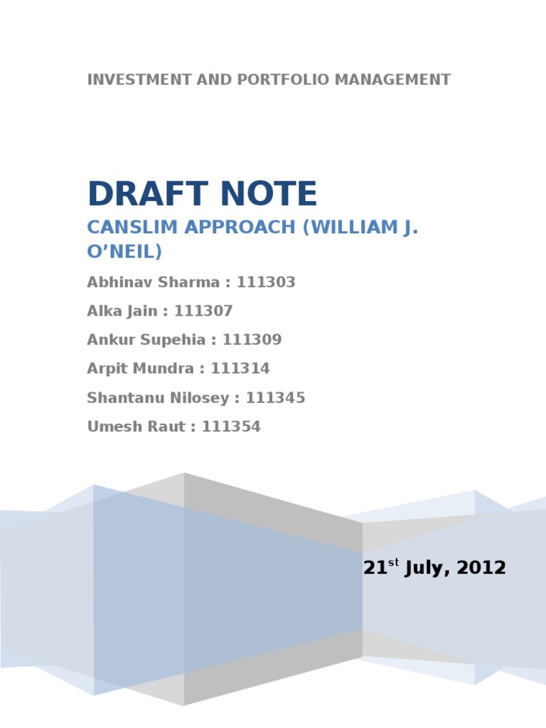 Draft Note: Canslim Approach (William J. O'Neil) | PDF | Stocks ...