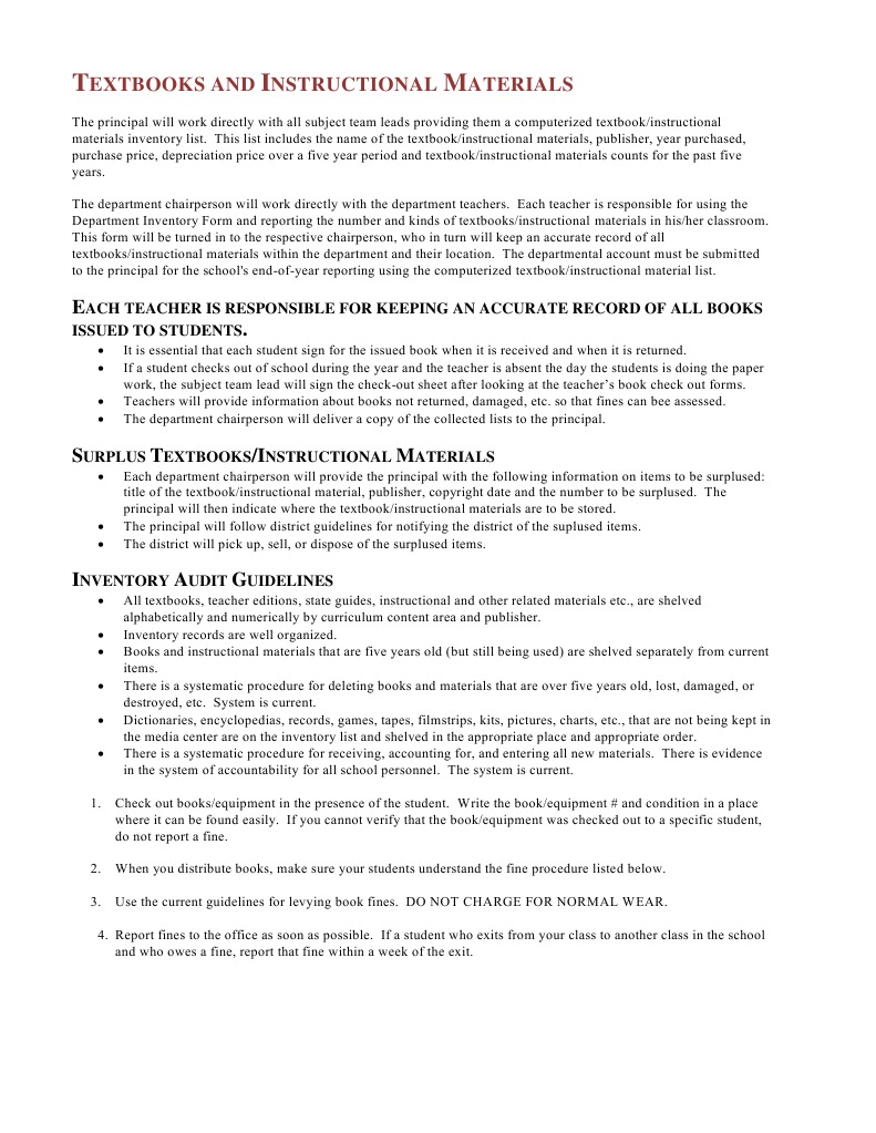 Textbooks and Instructional Materials | PDF | Textbook | Inventory