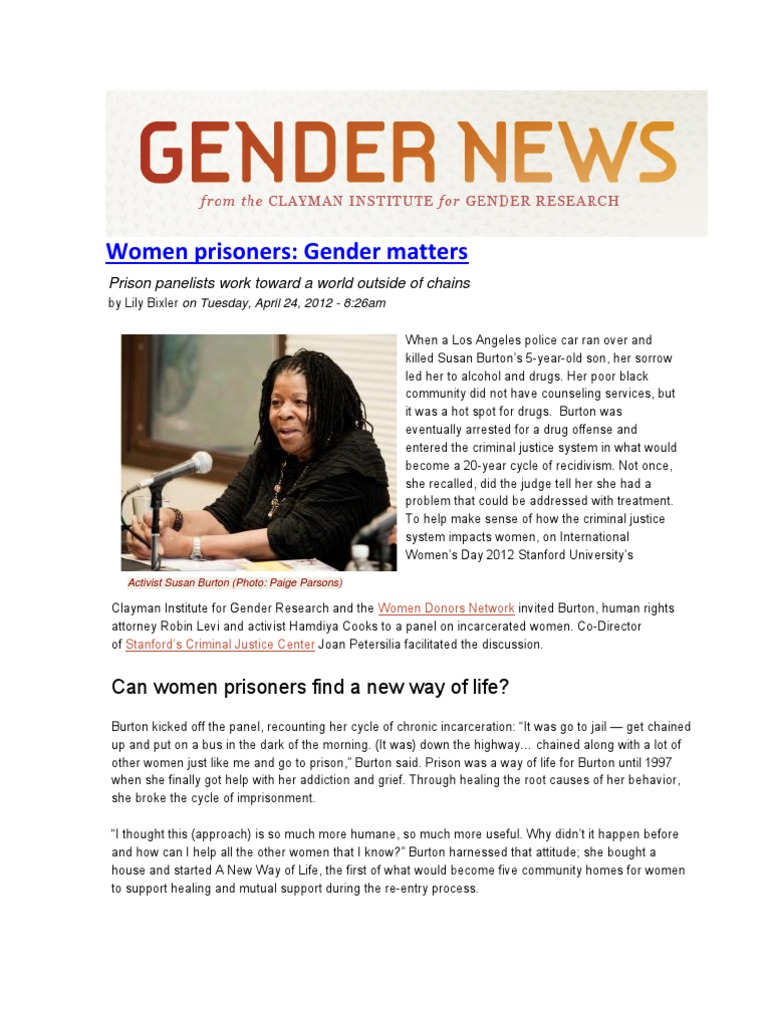 Women Prisoners: Gender Matters | PDF | Prison | Criminal Justice